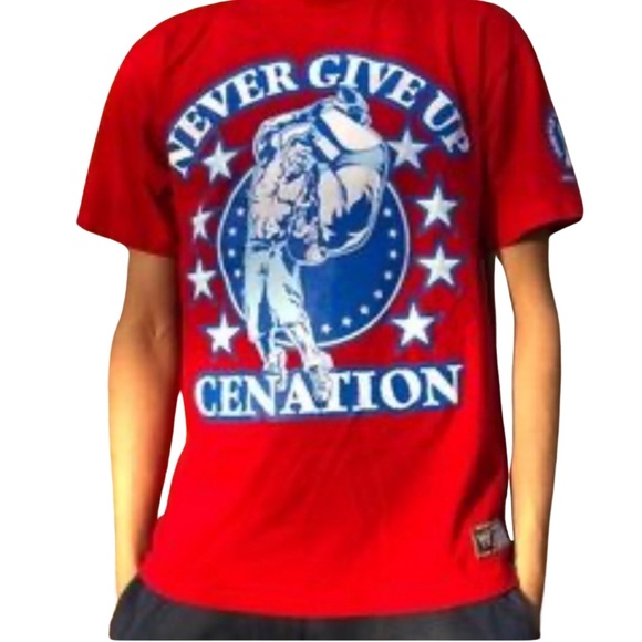 WWE | Shirts & Tops | Wwe John Cena Red Never Give Up Jersey T | Poshmark
